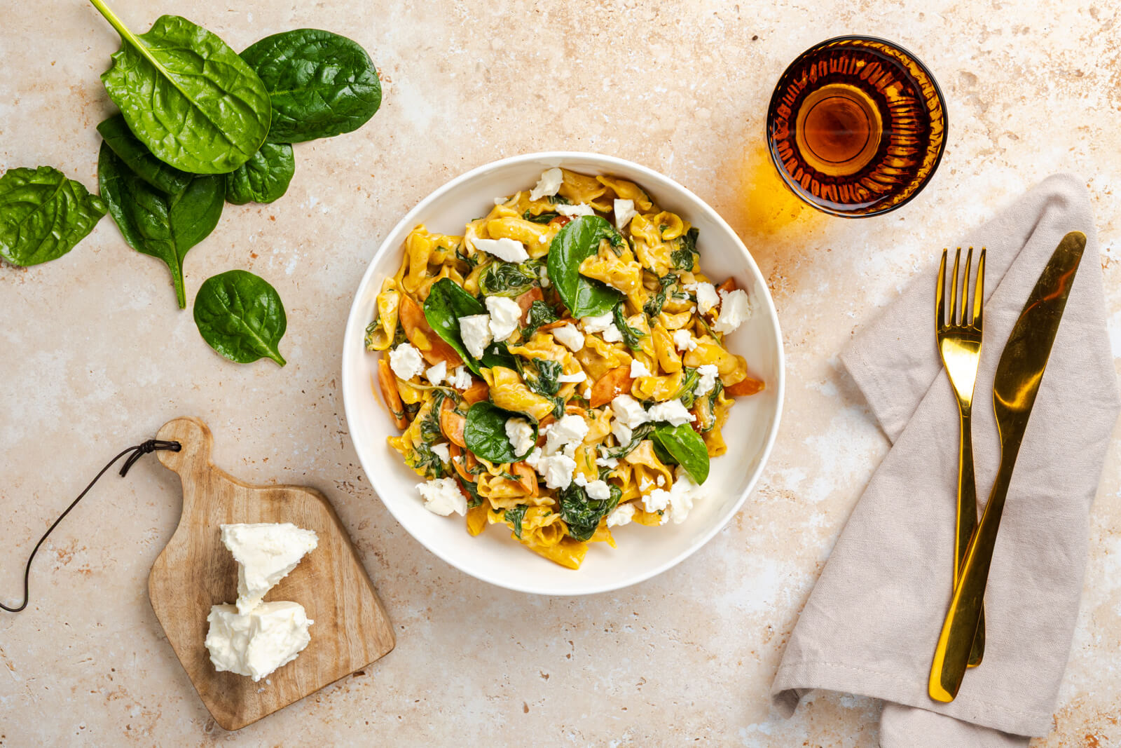 Verse pasta met spinazie a la crème