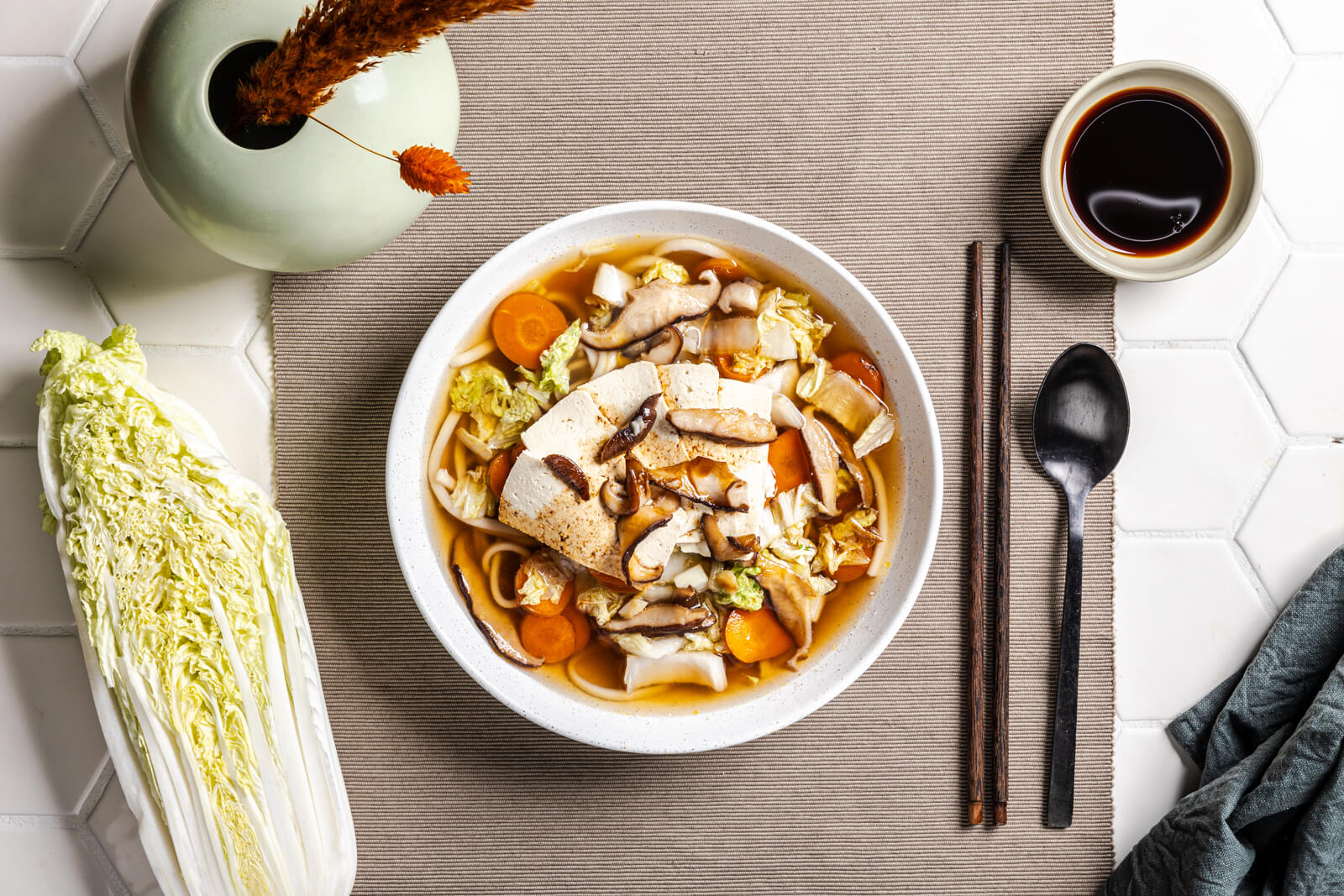 Ramen met shiitake, Chinese kool en tofu